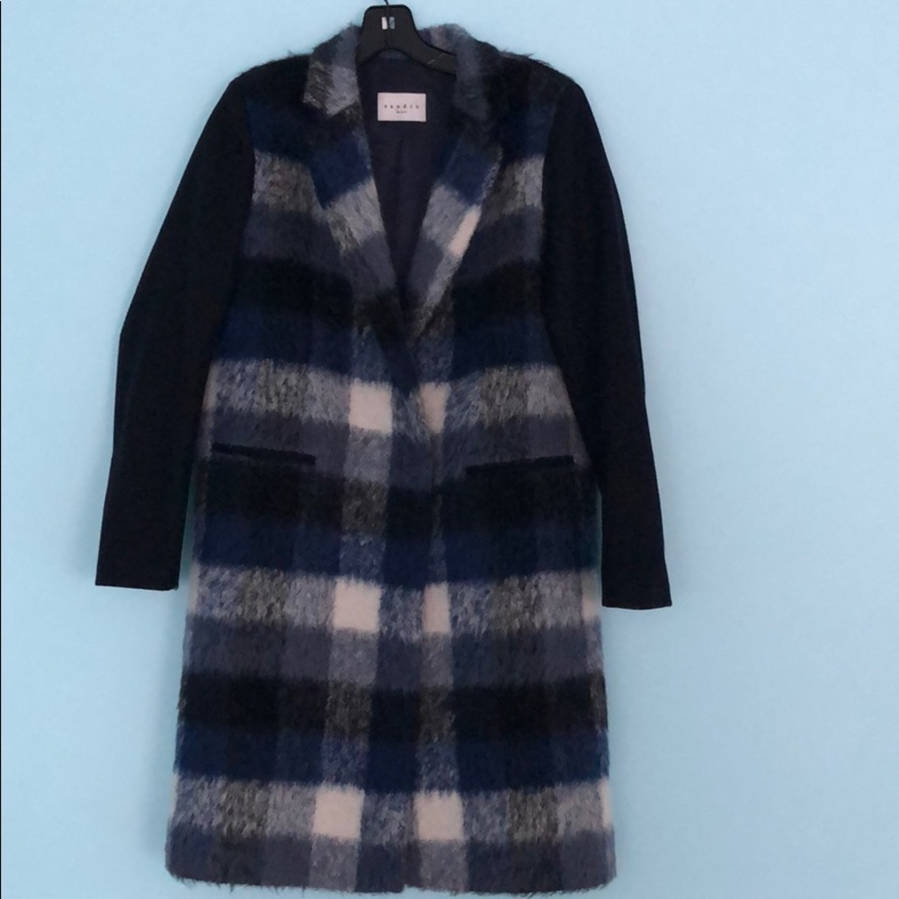 Sandro Blue+White Checkered Coat. Excellent Cond. - Gem